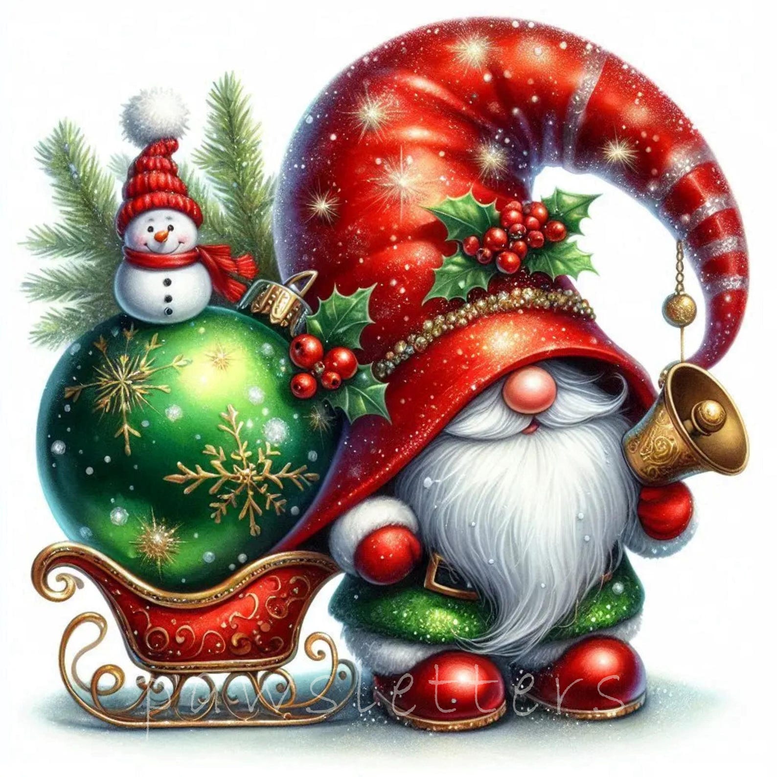 Festive Christmas Gnome Clipart, 10 High Res Watercolor Jpgs for Junk ...