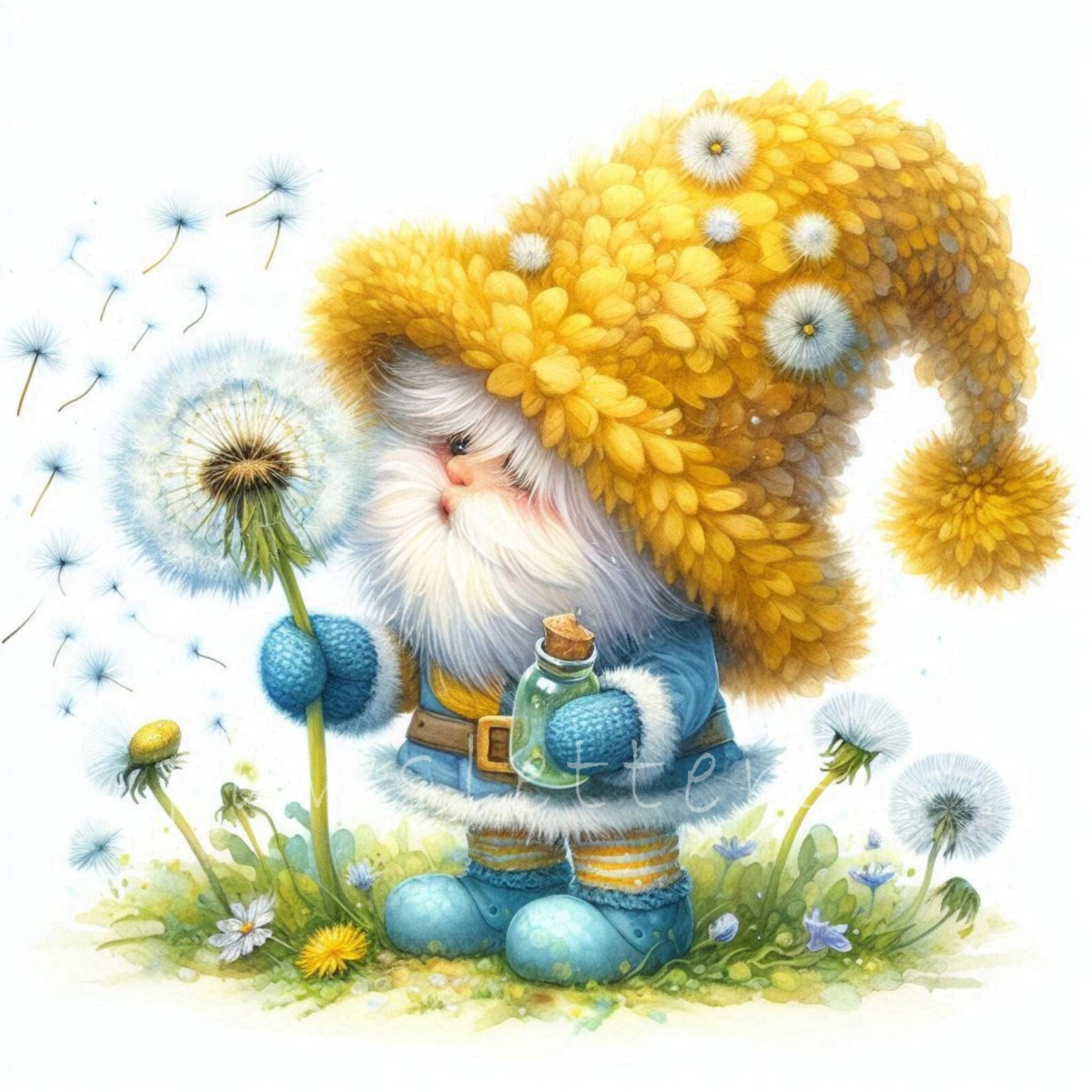 Dandelion Wish Gnome Clipart | Set of 10 | High Quality 300 DPI Jpegs ...