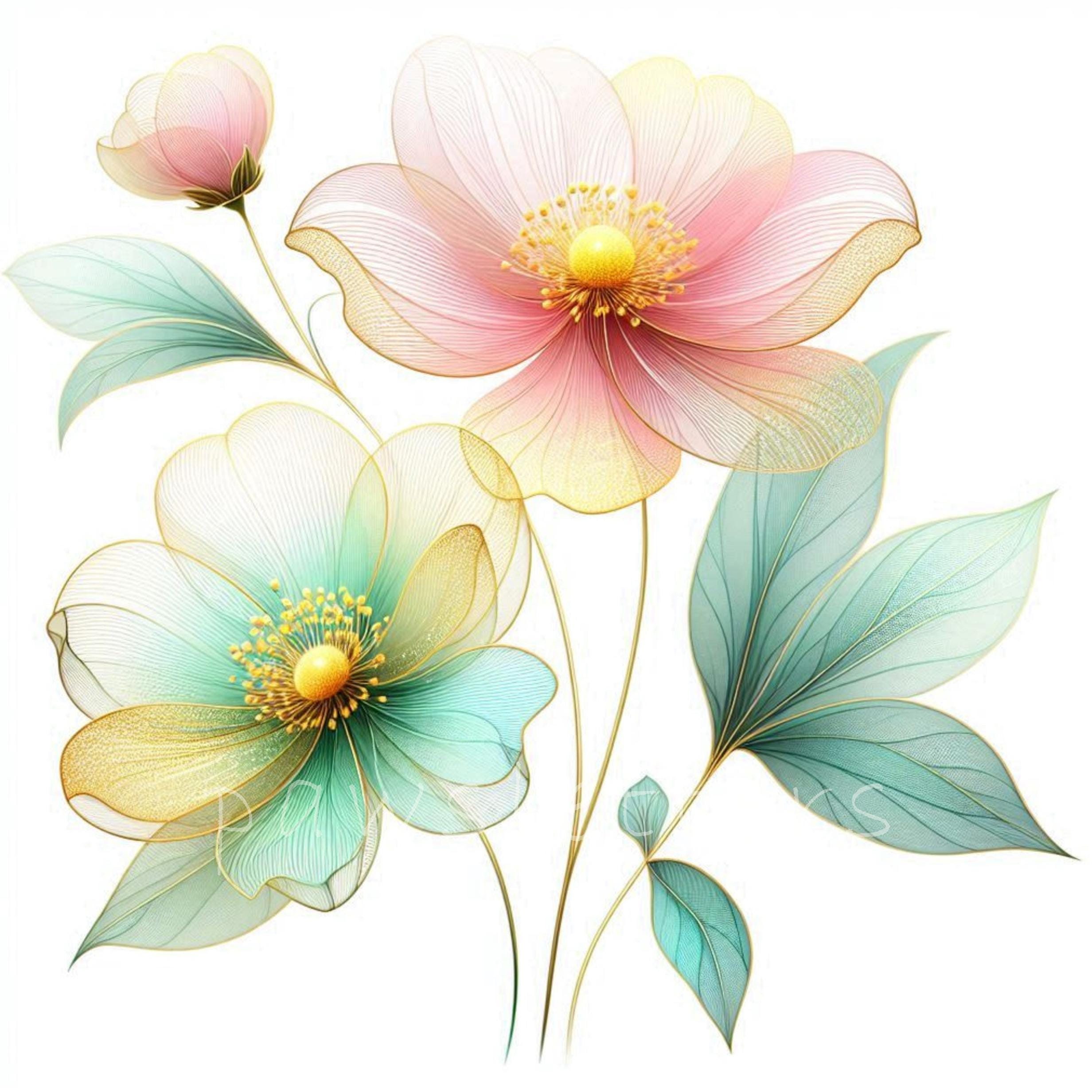 Spring Abstract Flowers Clipart Set of 10 High Quality 300 DPI Jpegs ...