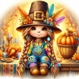 Thanksgiving Gnomes Clipart 10 High Res Watercolor Jpgs Peace Gnome Art ...