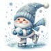 Ice Skating Gnome Clip Art 10 High Res Watercolor Jpgs for Junk Journal ...