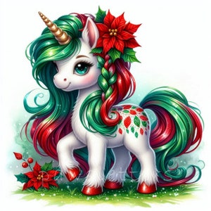 Christmas Unicorn Clipart | Set of 10 | High Quality 300 DPI Jpegs ...