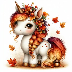 Autumn Unicorn Clipart | Set of 10 | High Quality 300 DPI Jpegs | Baby ...