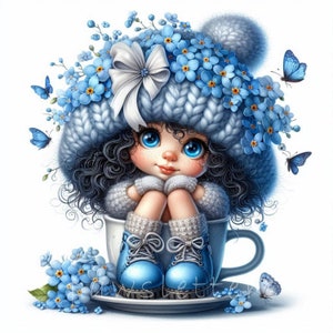 Forget Me Not Gnome Clipart | Set of 10 | High Quality 300 DPI Jpegs ...