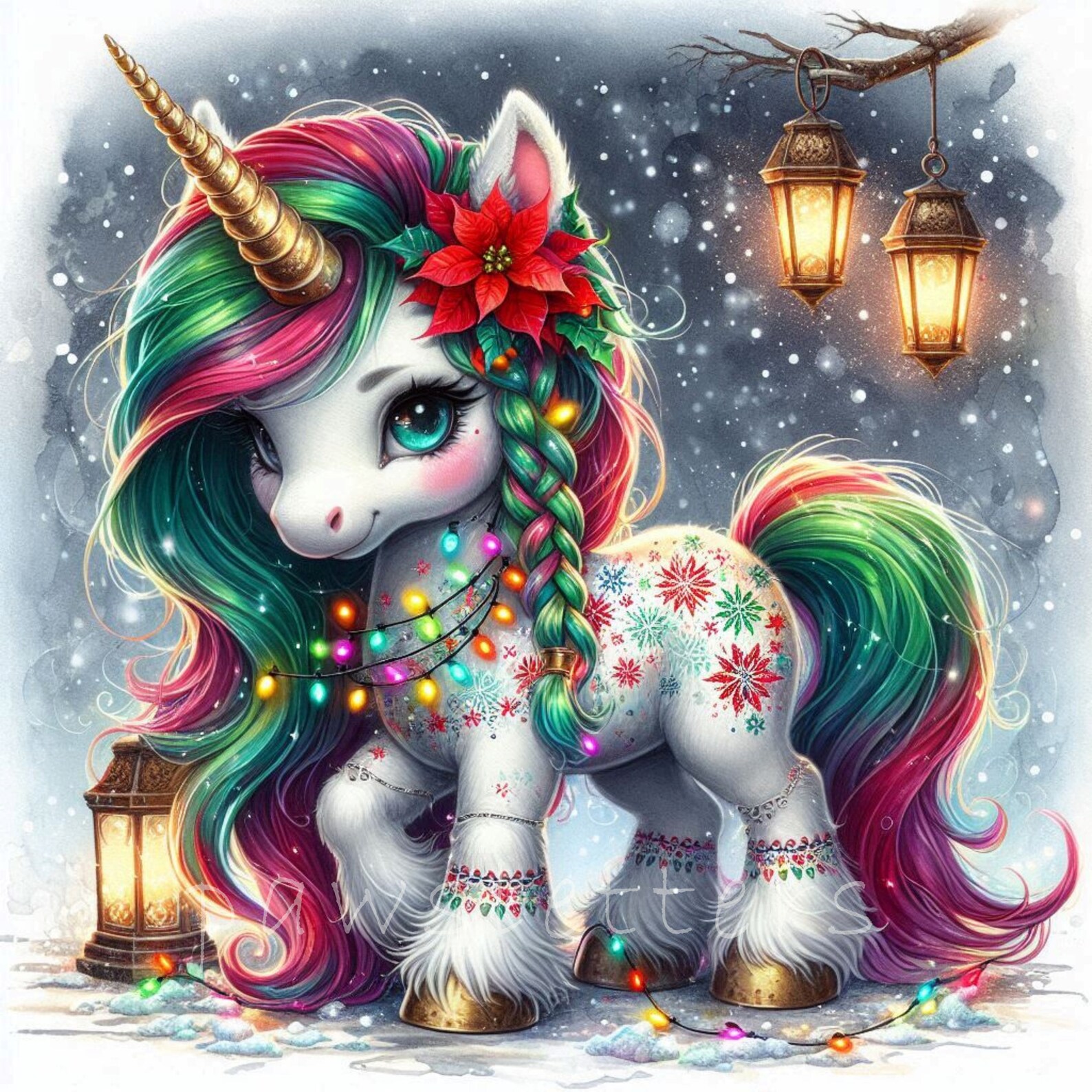Christmas Unicorn Clipart | Set of 10 | High Quality 300 DPI Jpegs ...