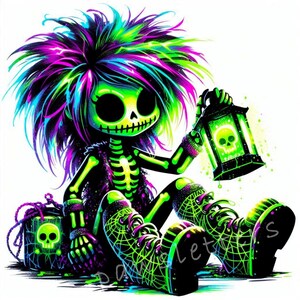 Neon Nightmare Doll Clip Art 10 High Res Watercolor Jpgs for Junk ...