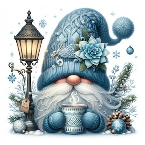 22 JPG Watercolor Winter Gnome, Christmas Gnome Clipart, Cute Gnome ...