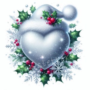 Winter Christmas Silver Hearts Clipart | Set of 10 | High Quality 300 ...