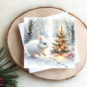 Snowy Rabbit and Christmas Tree Clipart 10 High Res Watercolor Jpgs ...