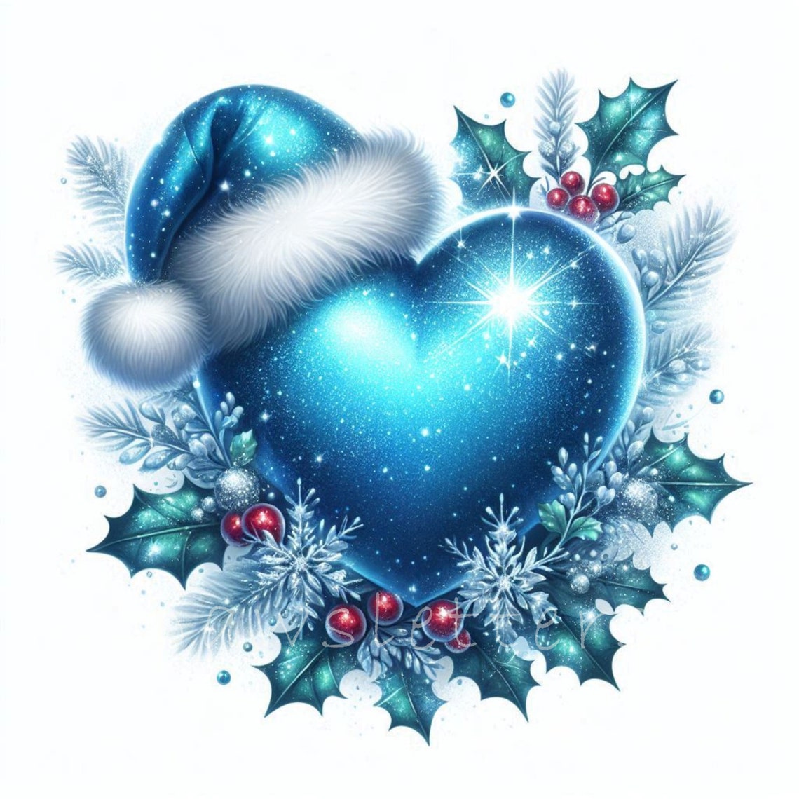 Winter Christmas Blue Hearts Clipart Set of 10 High Quality 300 DPI ...