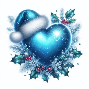 Winter Christmas Blue Hearts Clipart | Set of 10 | High Quality 300 DPI ...