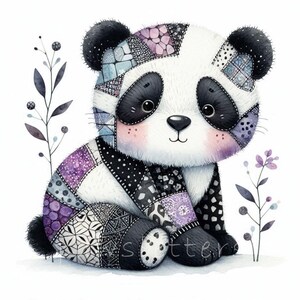 Mosaic Patchwork Panda Delight Clipart | 10 High Quality 300 DPI Jpegs ...