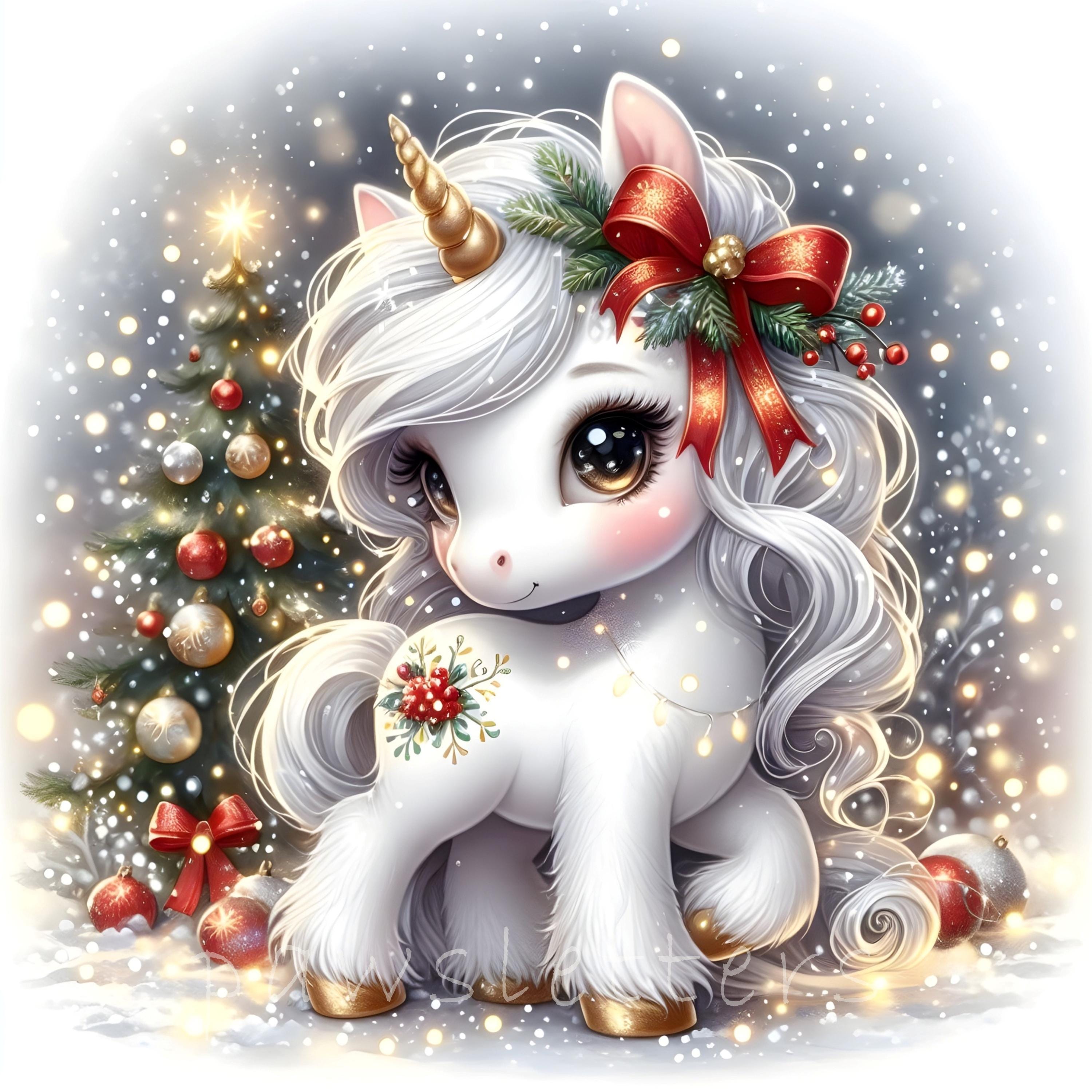 Festive Christmas Unicorn Clipart | Set of 10 | High Quality 300 DPI ...