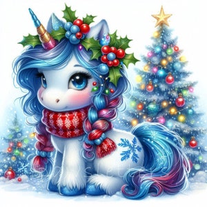 Christmas Winter Unicorn Clipart | Set of 10 | High Quality 300 DPI ...