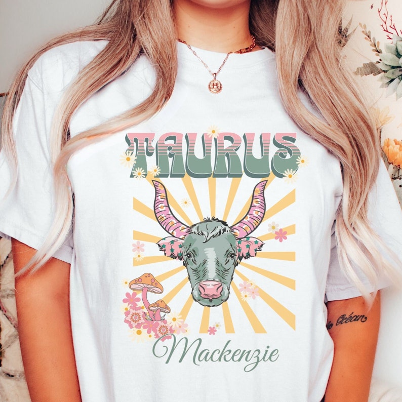 CUSTOM Taurus Star Sign Tshirt Personalised Gift Unisex Comfort Colors, the Sensualist Tee ...