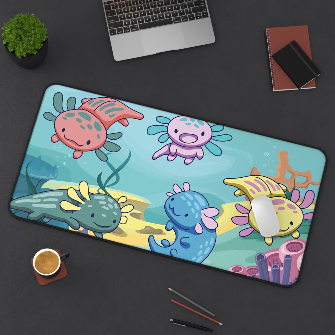 Cute Kawaii Axolotl Desk Mat - Gaming Mouse Pad, Large Mousepad ...