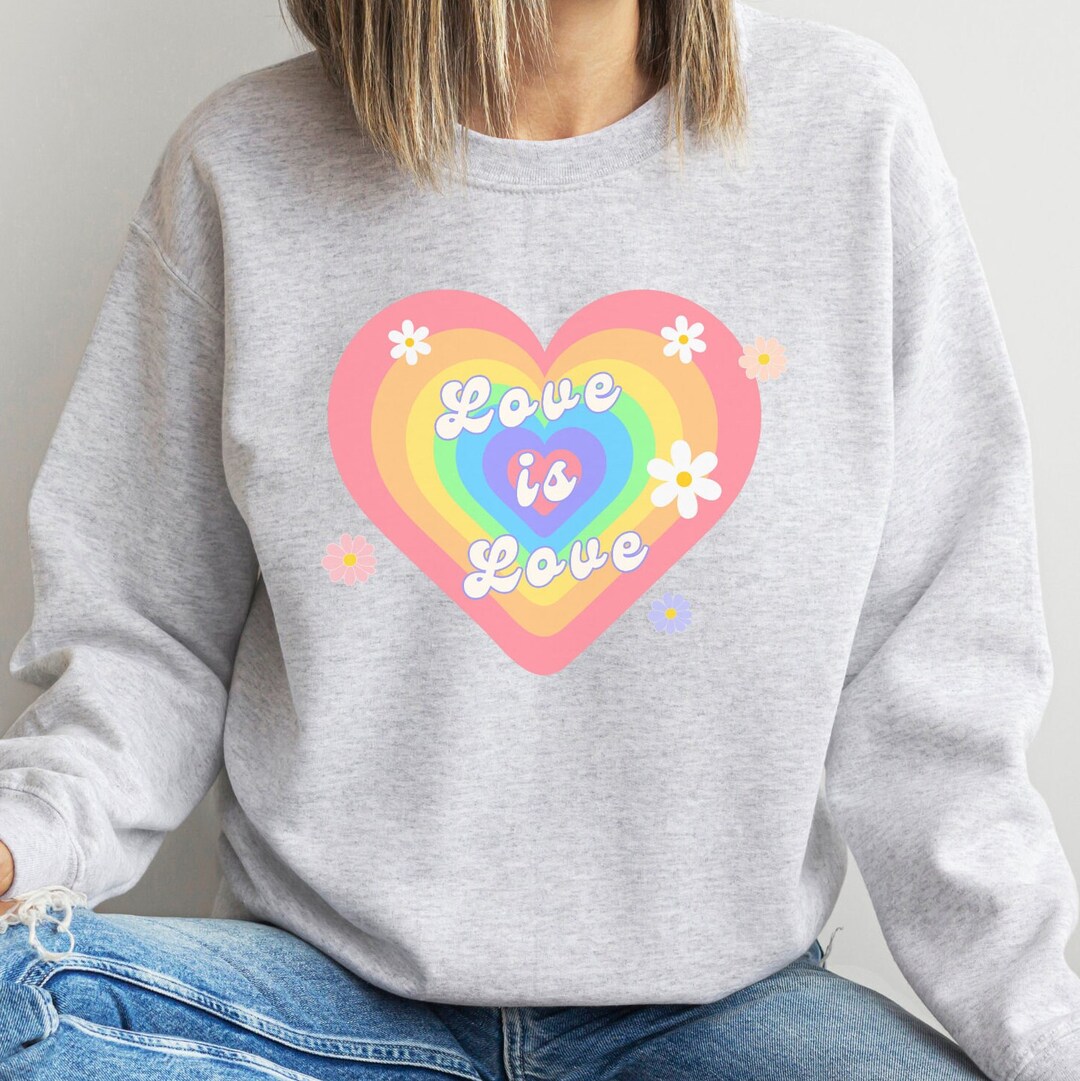 Retro Rainbow Heart Sweatshirt, Love is Love, LGBTQI Pride - Etsy