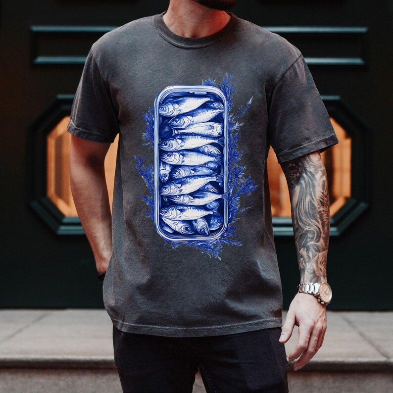 Sardine Tattoo Comfort Colors T-shirt, Nautical Fisherman Tee - Etsy