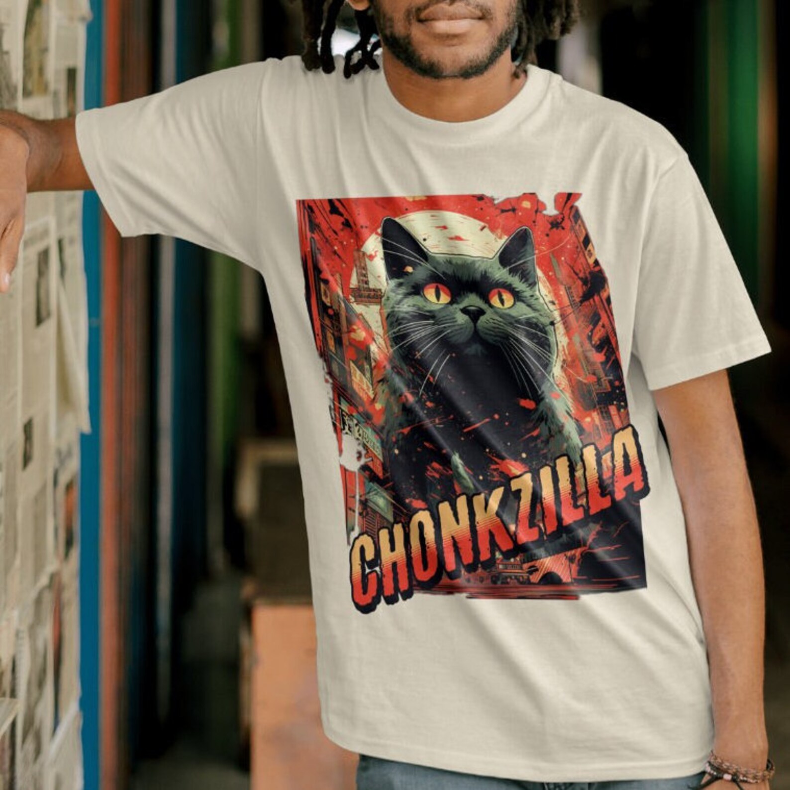 Chonkzilla Monster Cat Tee Oversized Comfort Color Shirt, Chonky Cat ...