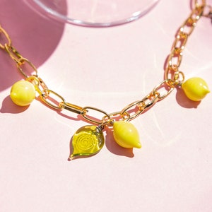 Gold Plated Lemon Chain Necklace, Fruit Jewelry Necklace, Cute Necklace ...