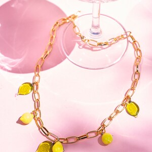 Gold Plated Lemon Chain Necklace, Fruit Jewelry Necklace, Cute Necklace ...