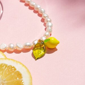 Lemon Pearl Necklace - Dainty & Cute Fruit-themed Jewelry for Women ...