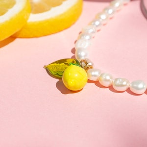 Lemon Pearl Necklace - Dainty & Cute Fruit-themed Jewelry for Women ...