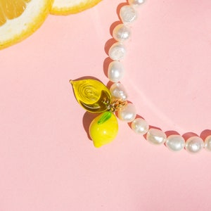 Lemon Pearl Necklace - Dainty & Cute Fruit-themed Jewelry for Women ...