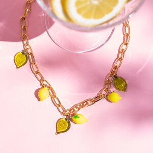 Gold Plated Lemon Chain Necklace, Fruit Jewelry Necklace, Cute Necklace ...