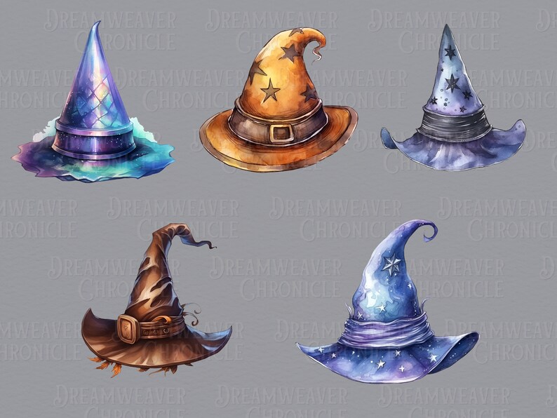 Witch Hat Clipart, Halloween PNG, Witchy Clip Art, Mystical PNG, Bundle ...