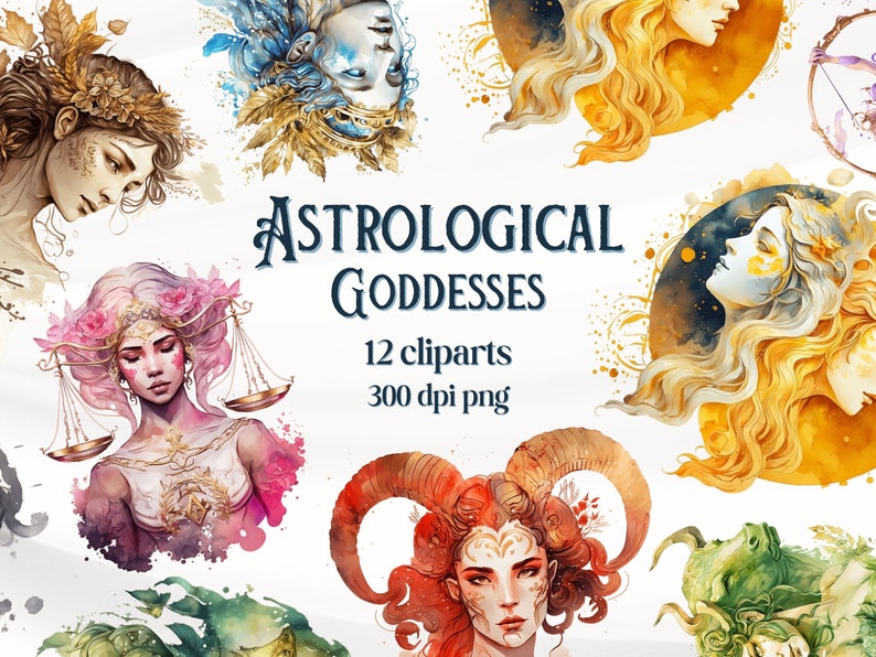 Astrological Goddesses PNG Zodiac Signs Clipart Astrology - Etsy