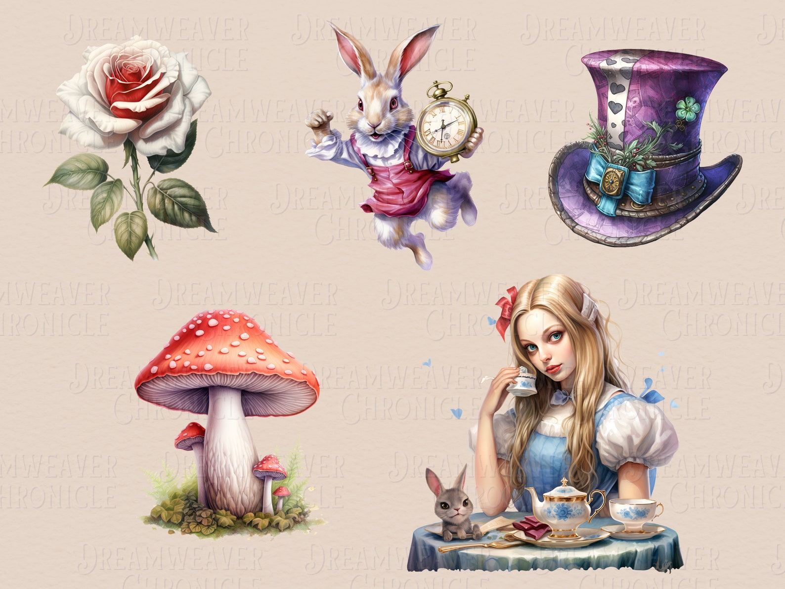 Alice in Wonderland Clipart Fairy Tales PNG Magical Fantasy - Etsy