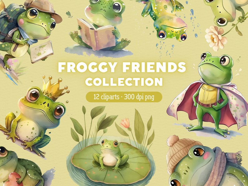 Cute Frogs Clipart, Frogs PNG, Childrens Book Illustration Clip Art ...