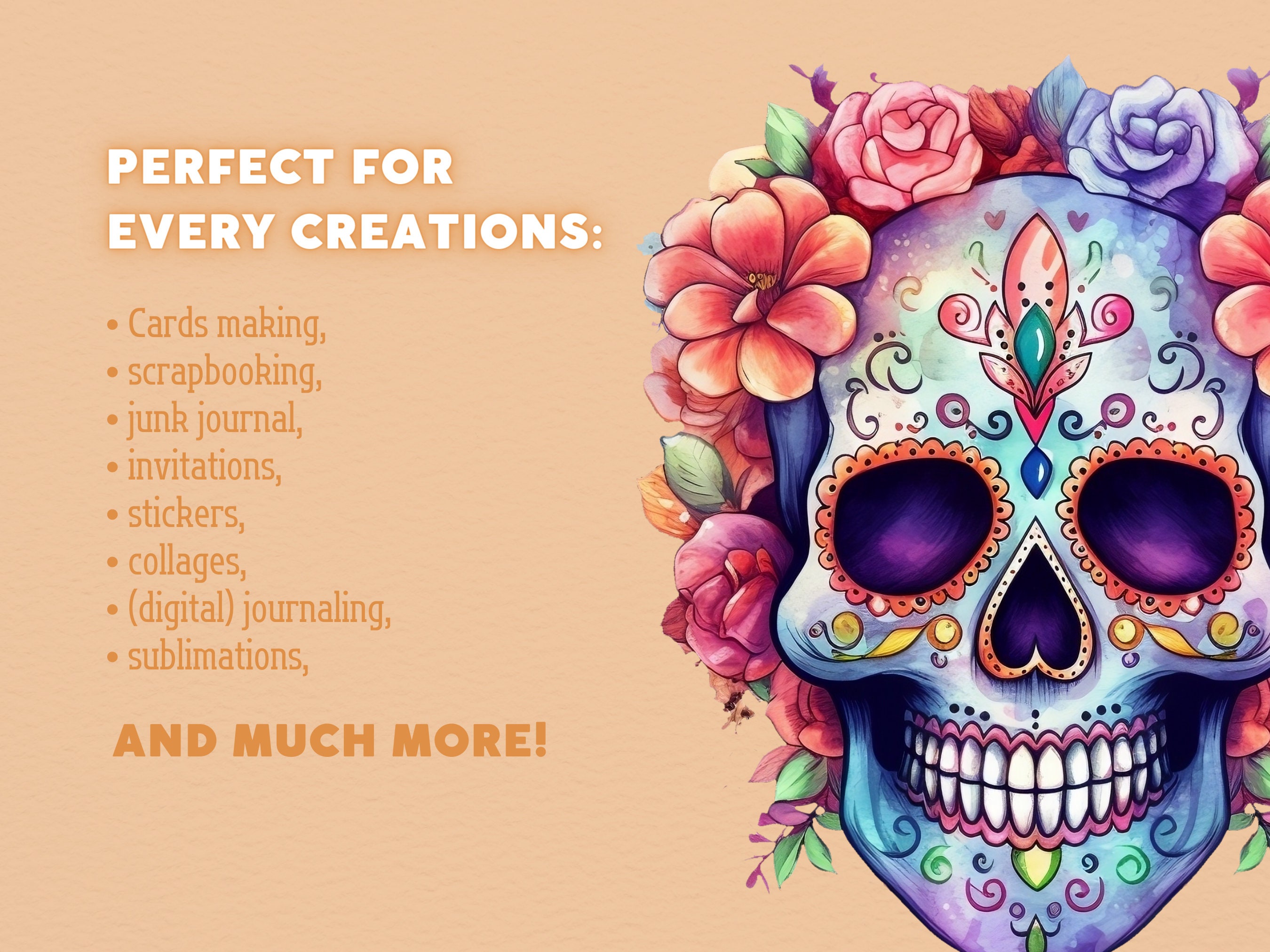 Sugar Skull PNG Day of the Dead Clipart Dia De Los Muertos - Etsy