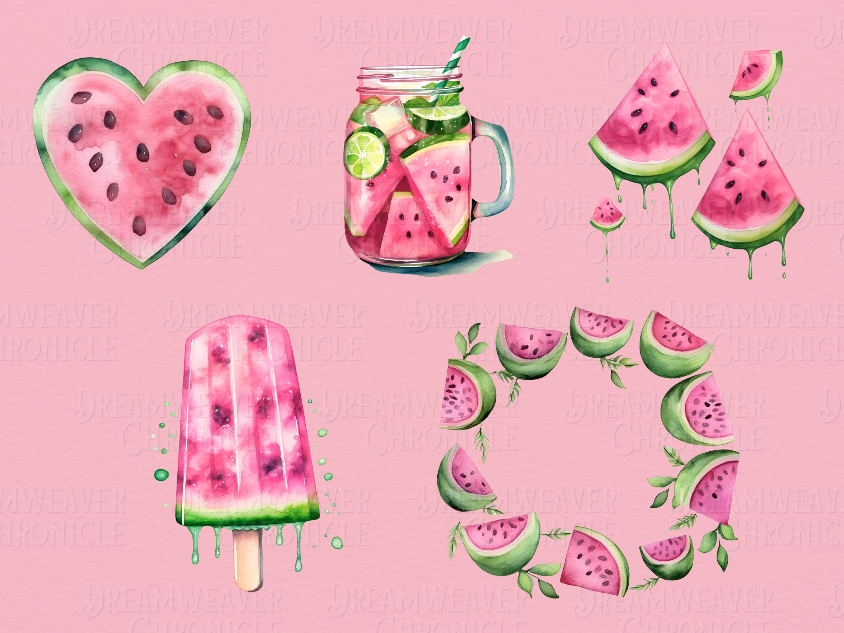 Pink Watermelon PNG, Watermelon Clipart, Summer Watercolor Clip Art ...