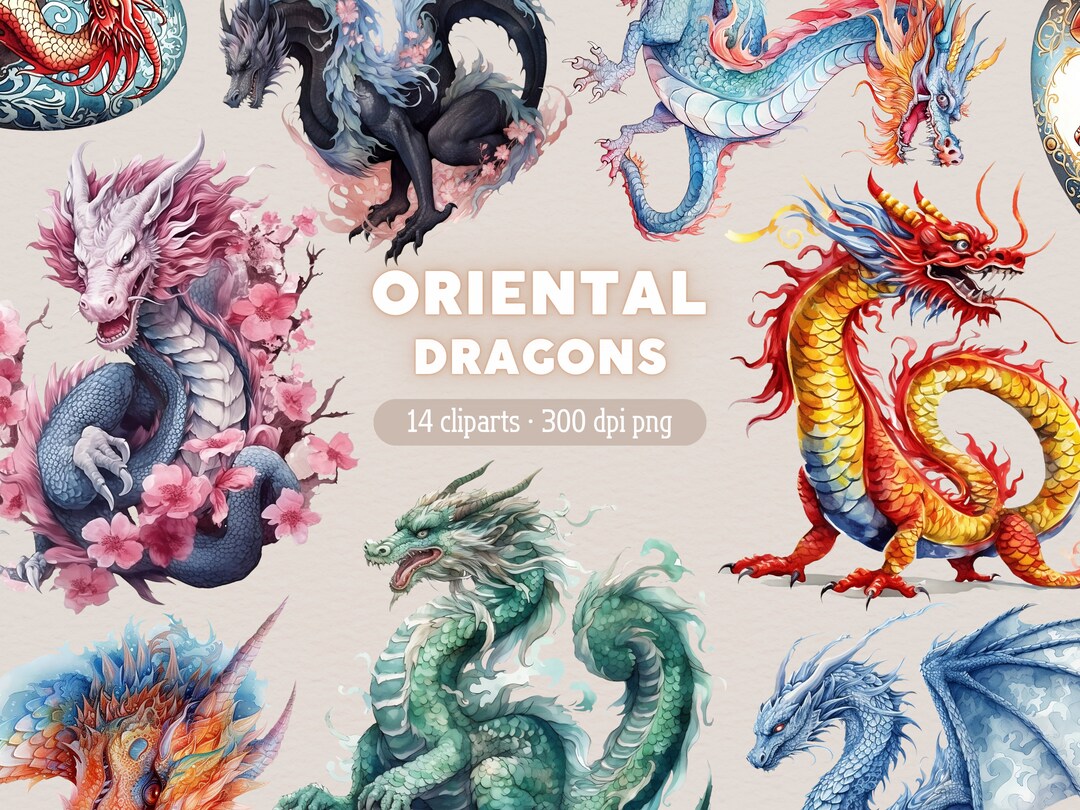 Oriental Dragon PNG, Fantasy Clipart, Animals Clip Art, Bundle for ...