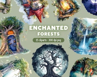 Enchanted Forest Clipart, Fairy Forest PNG, Magical Fantasy Forest Clip ...