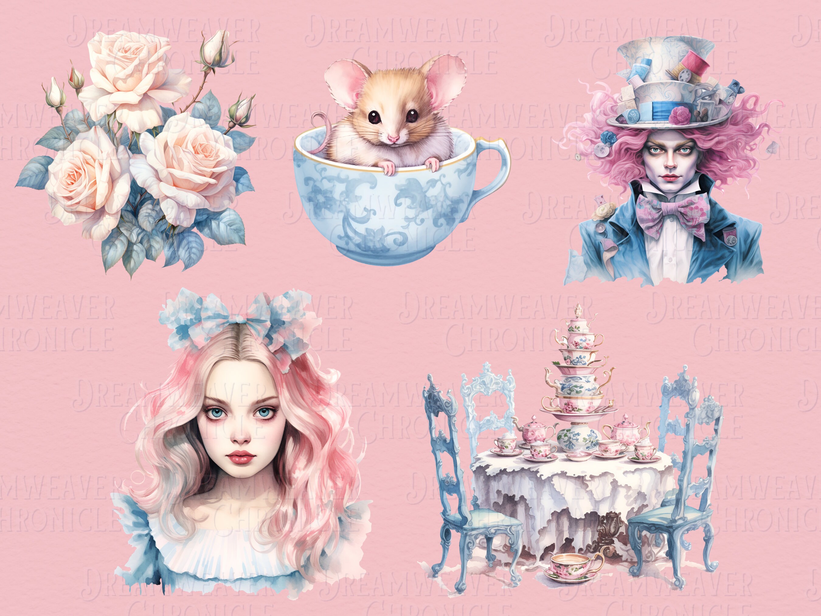 Pastel Alice in Wonderland Clipart Fairy Tales PNG Fantasy - Etsy UK