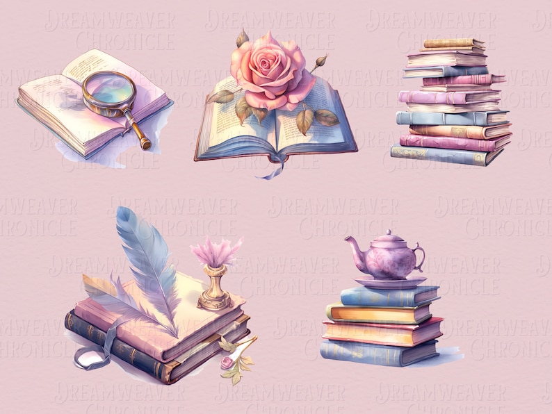 Watercolor Pastel Books PNG, Bookish Clipart, Books Stacks Clip Art ...