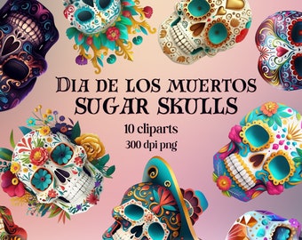 Day of the Dead Clipart Illustrations Dia De Los Muertos PNG - Etsy