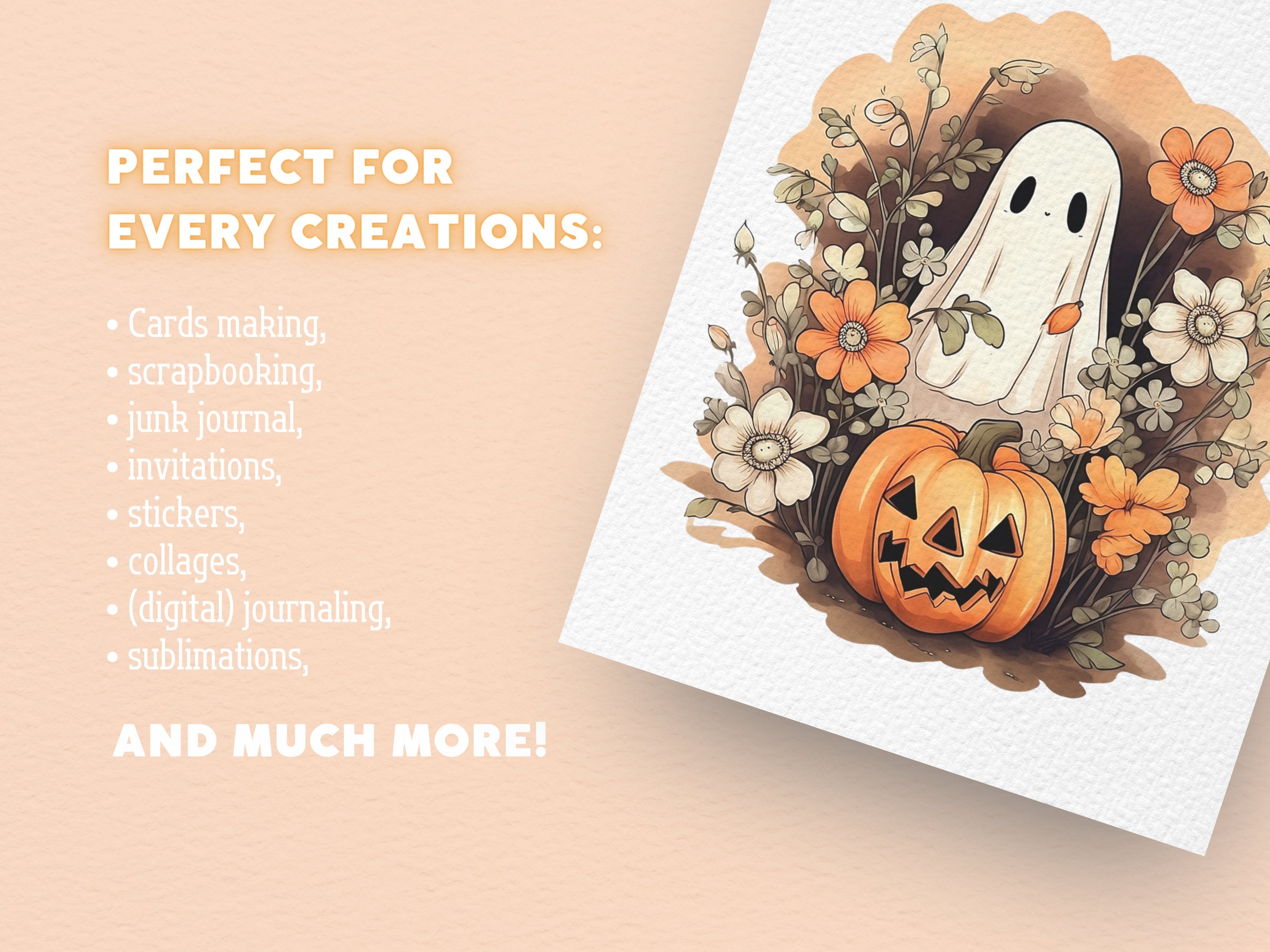 Spooky Ghost Clipart Halloween PNG Cute Pumpkin Clip Art - Etsy