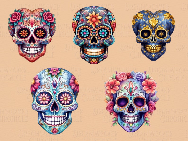 Sugar Skull PNG Day of the Dead Clipart Dia De Los Muertos - Etsy