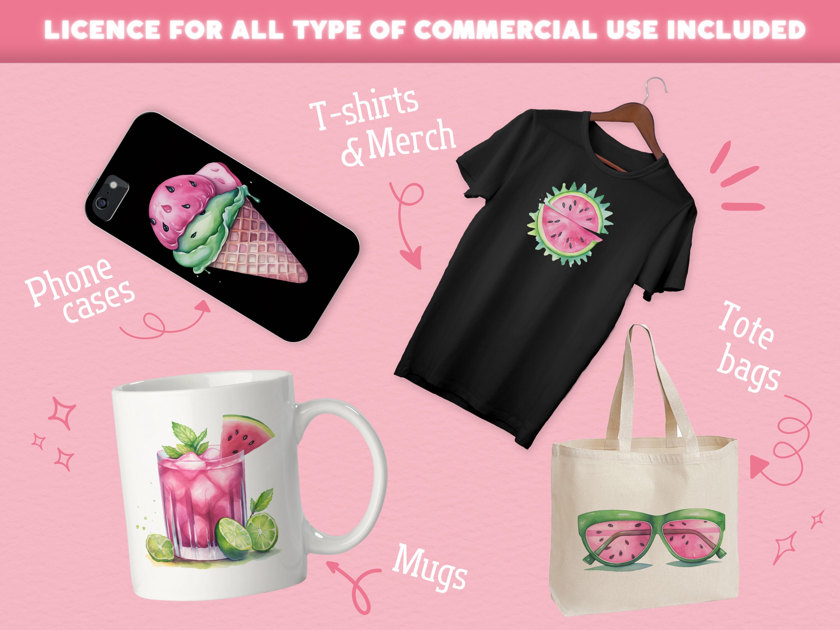 Pink Watermelon PNG Watermelon Clipart Summer Watercolor - Etsy