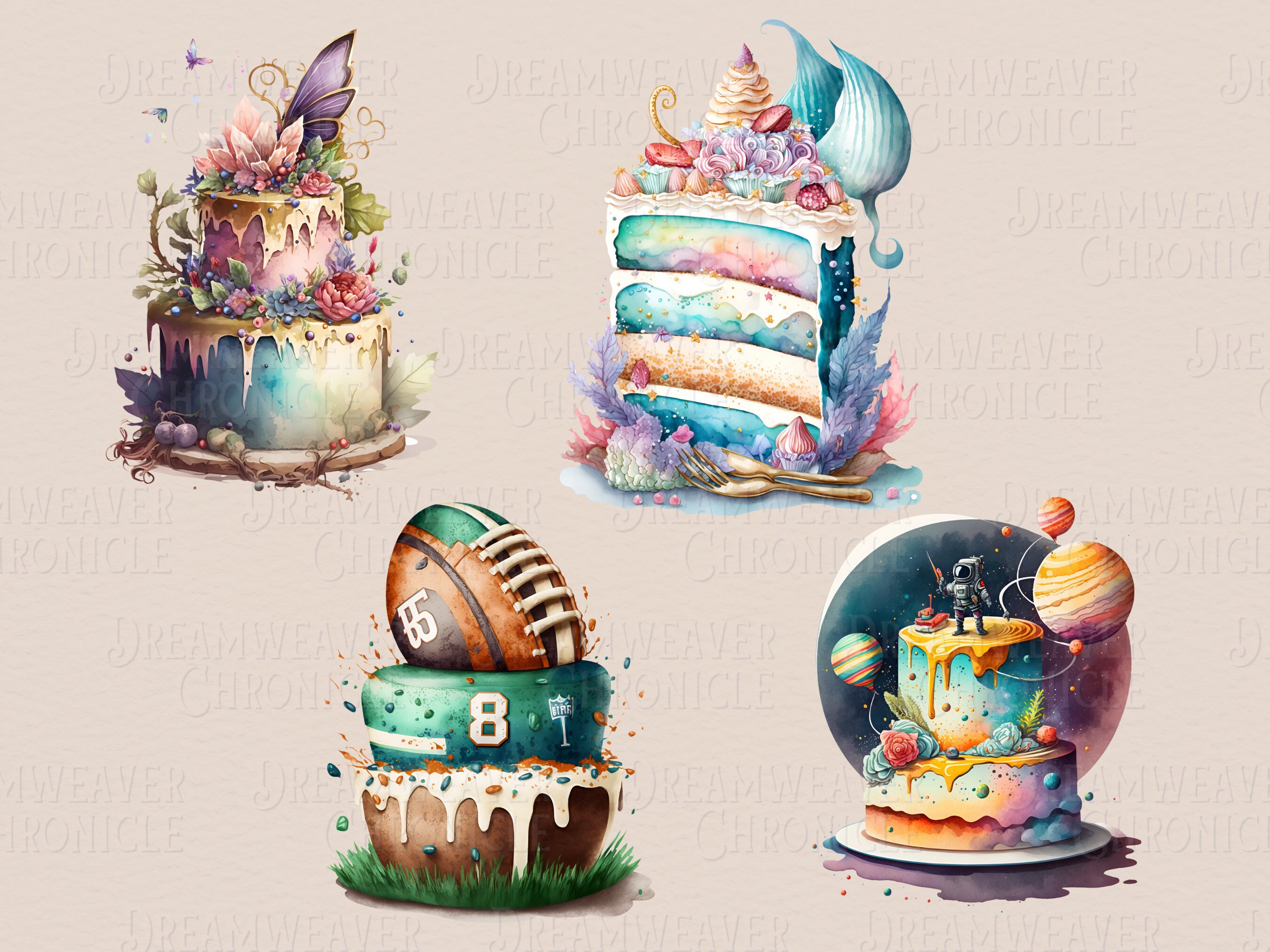 Birthday Cake Clipart, Party Png, Happy Birthday Clipart, Digital ...