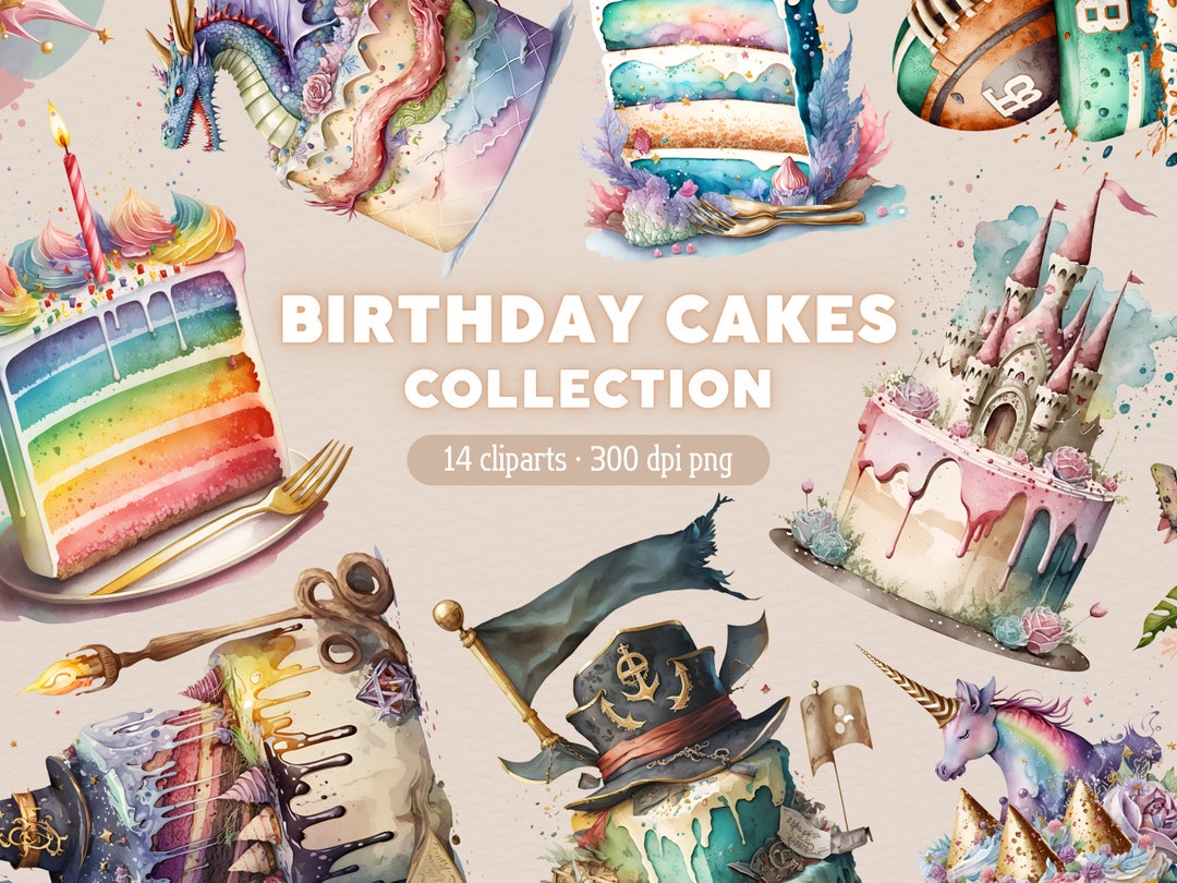 Birthday Cake Clipart, Party Png, Happy Birthday Clipart, Digital ...