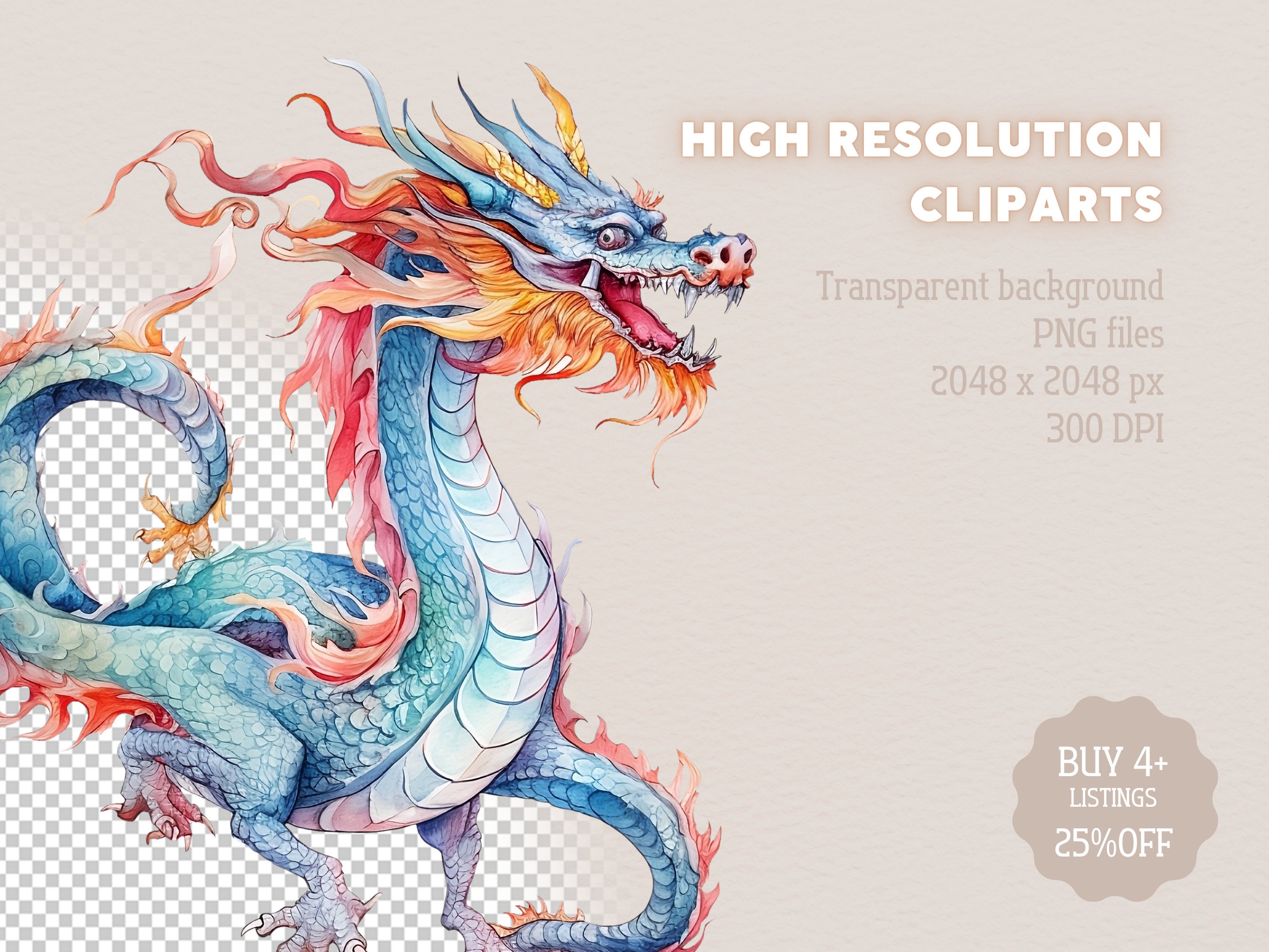 Oriental Dragon PNG Fantasy Clipart Animals Clip Art Bundle - Etsy