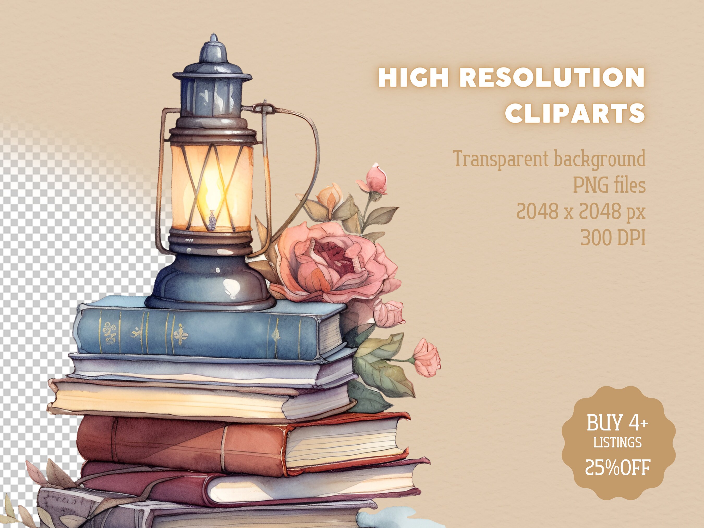 Watercolor Books PNG Bookish Clipart Books Stacks Clip Art - Etsy