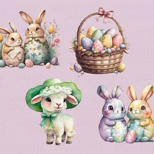 Easter Clipart, Easter Bunny PNG, Easter Baskets Clip Art, Bundle for ...