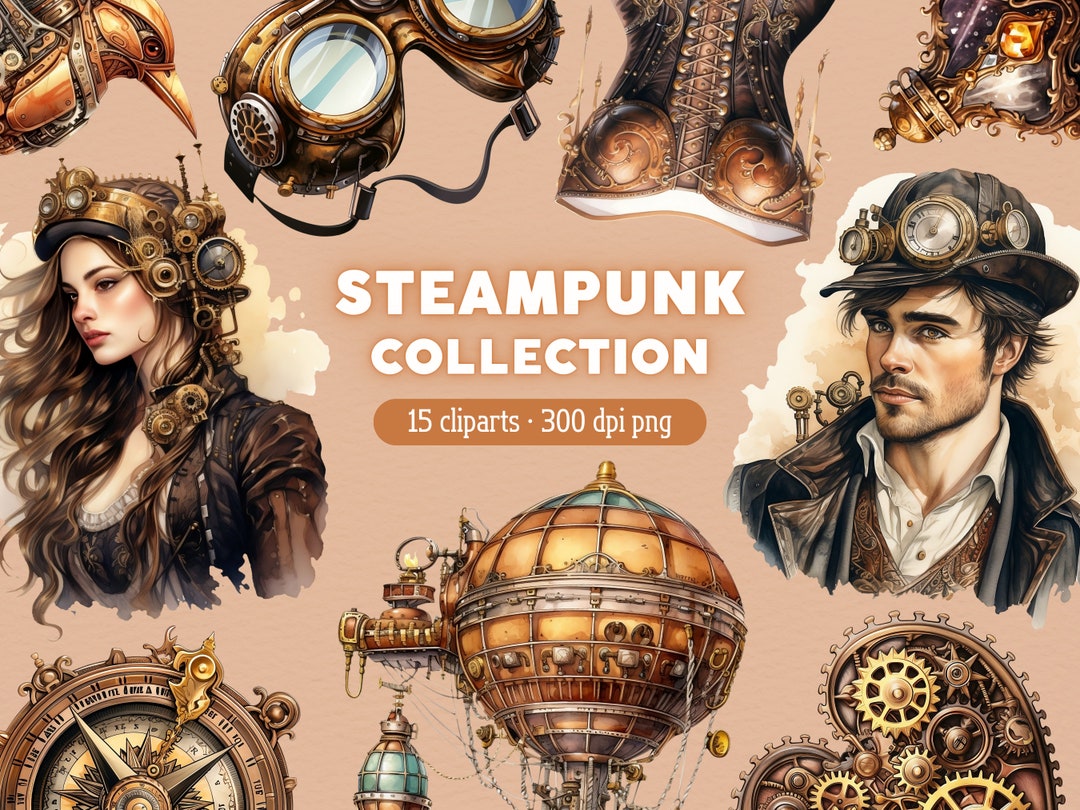 Steampunk PNG, Victorian Clipart, Steampunk Fantasy Clip Art, Bundle ...