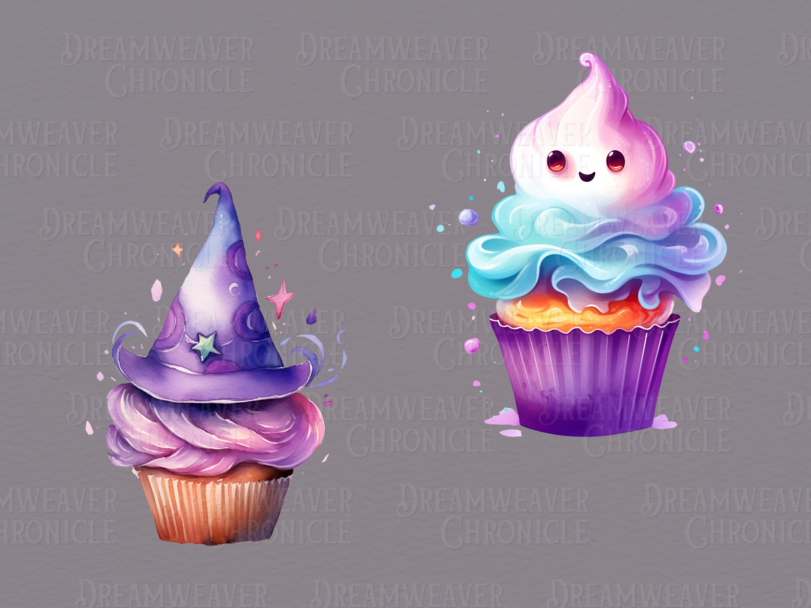 Halloween Cupcake PNG, Spooky Clipart, Scary Sweet Watercolor Clip Art ...